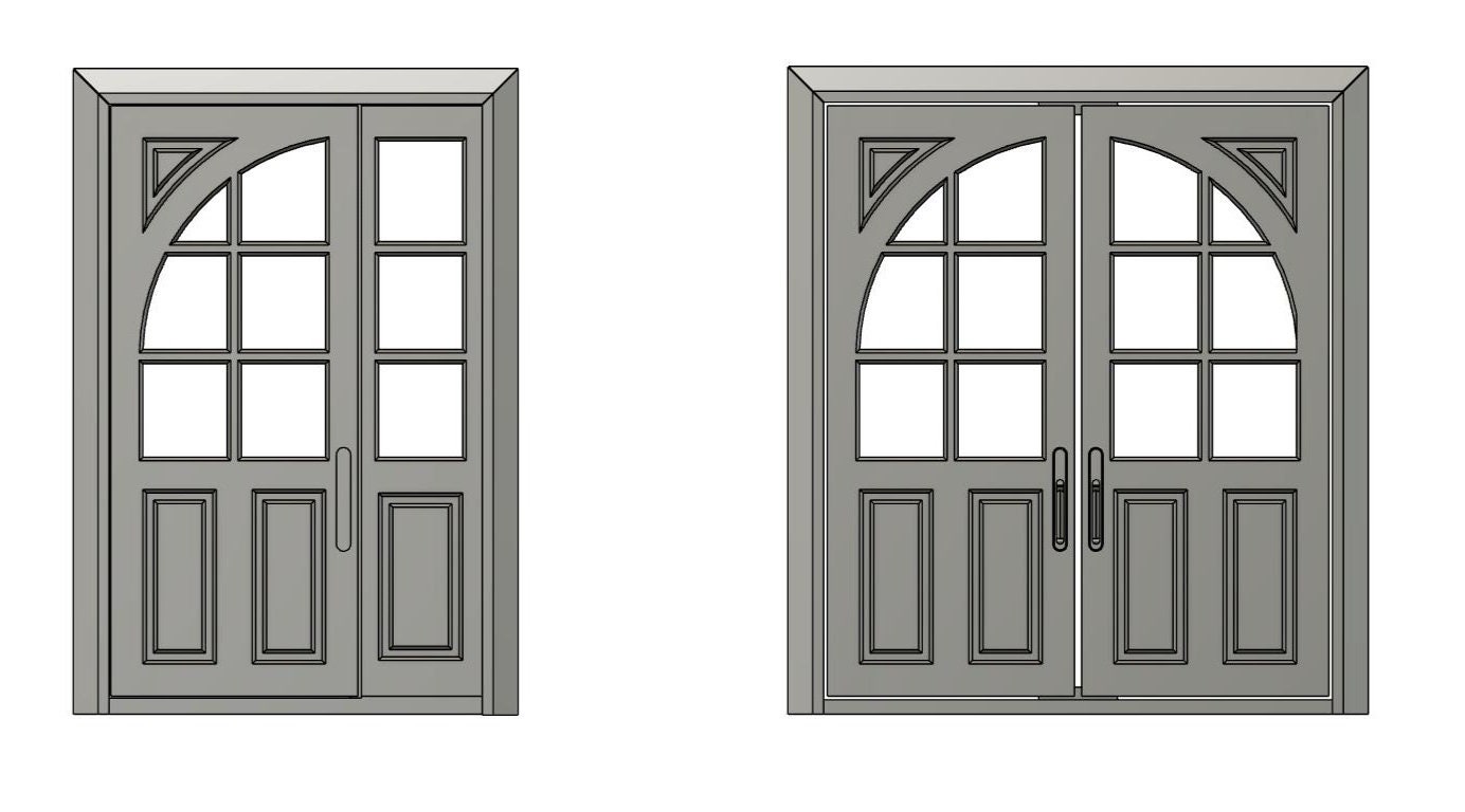 12 Scale Single and Double Luxury Doors STL Files, for Miniature House ...