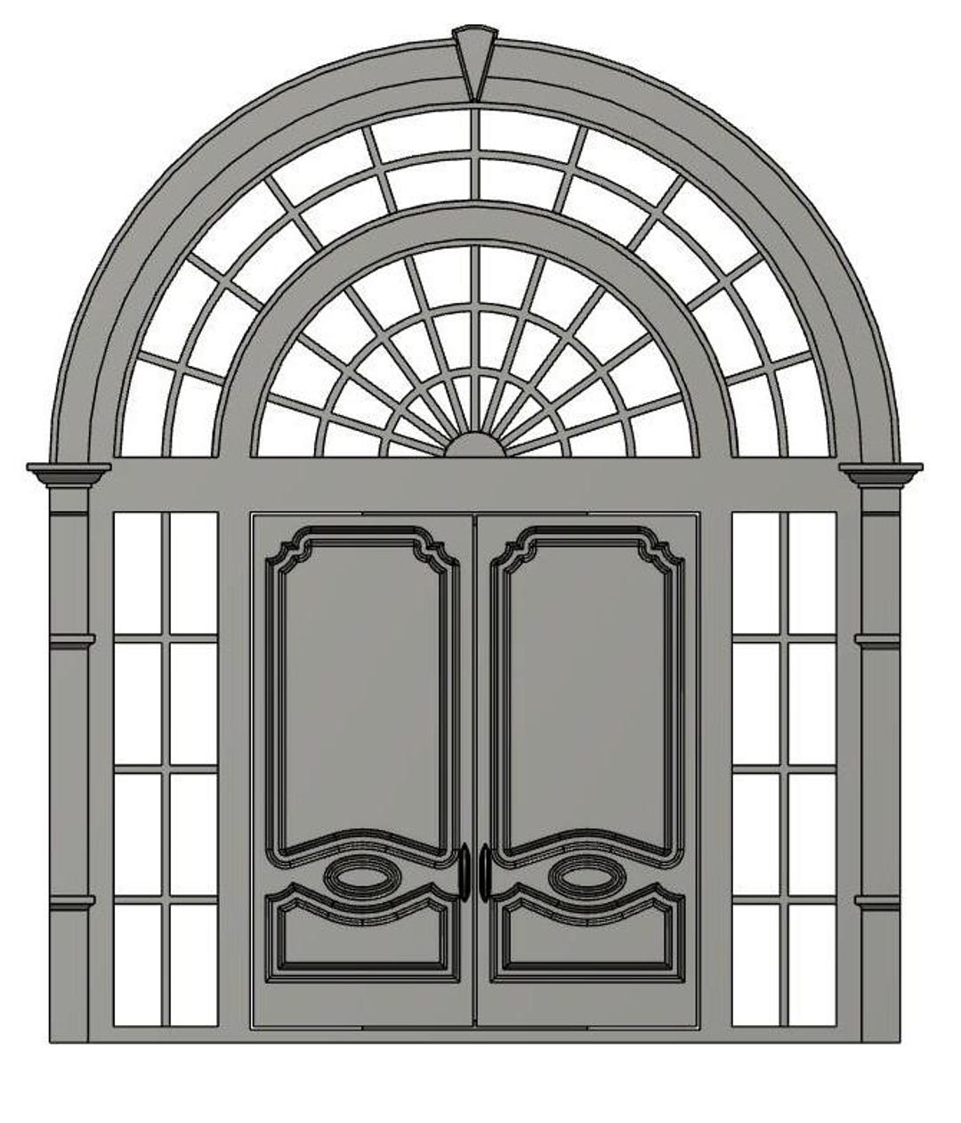 1/12 Scale Single and Double Grand Entrance Luxury Doors STL Files, for ...