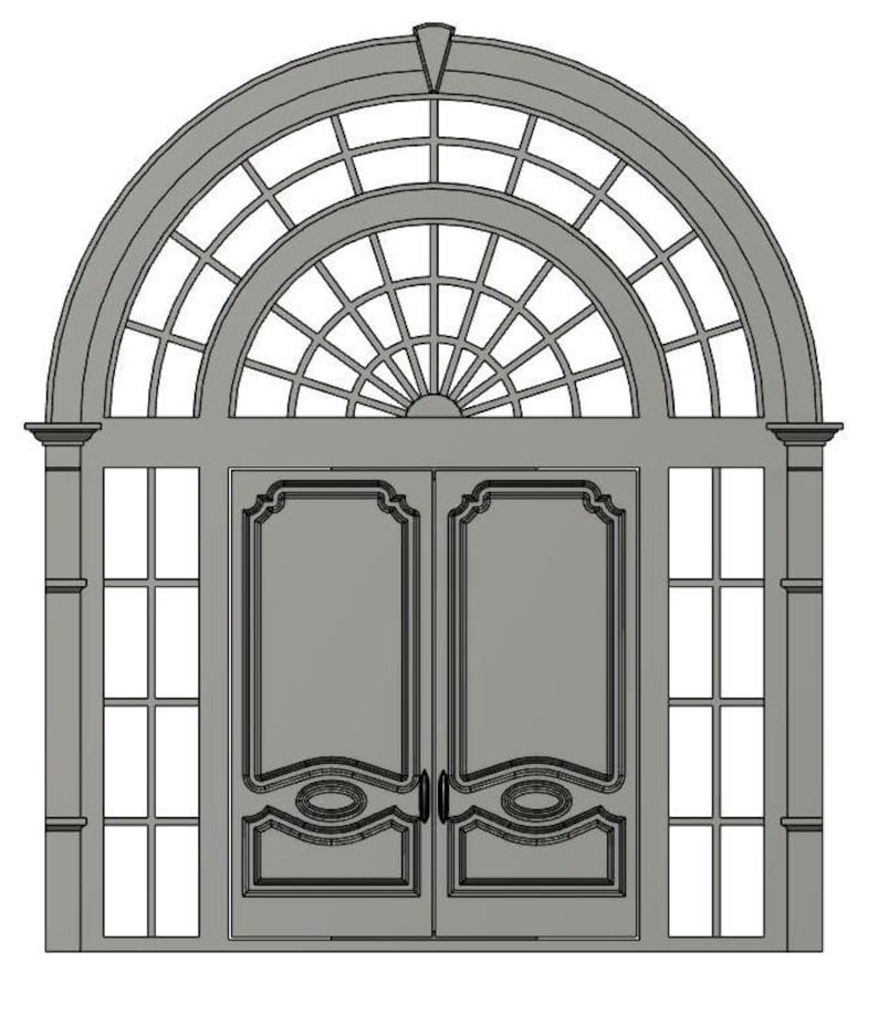 1/12 Scale Single and Double Grand Entrance Luxury Doors STL Files, for ...