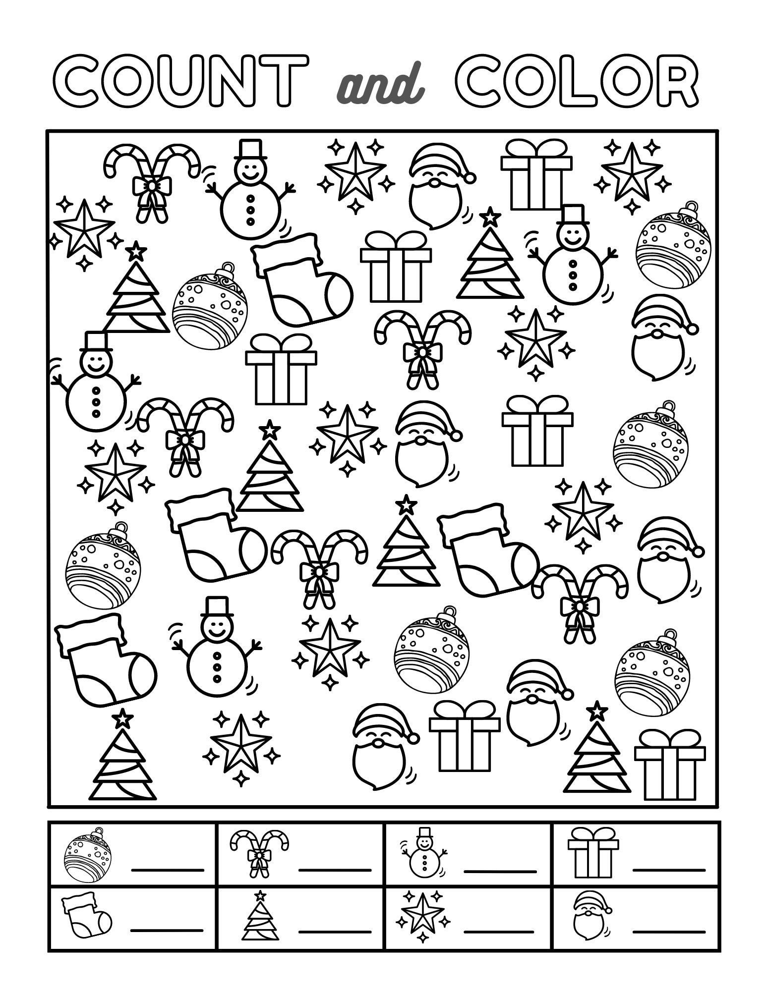 Christmas Activity Sheet Countcolor Christmas Coloring Family Games ...