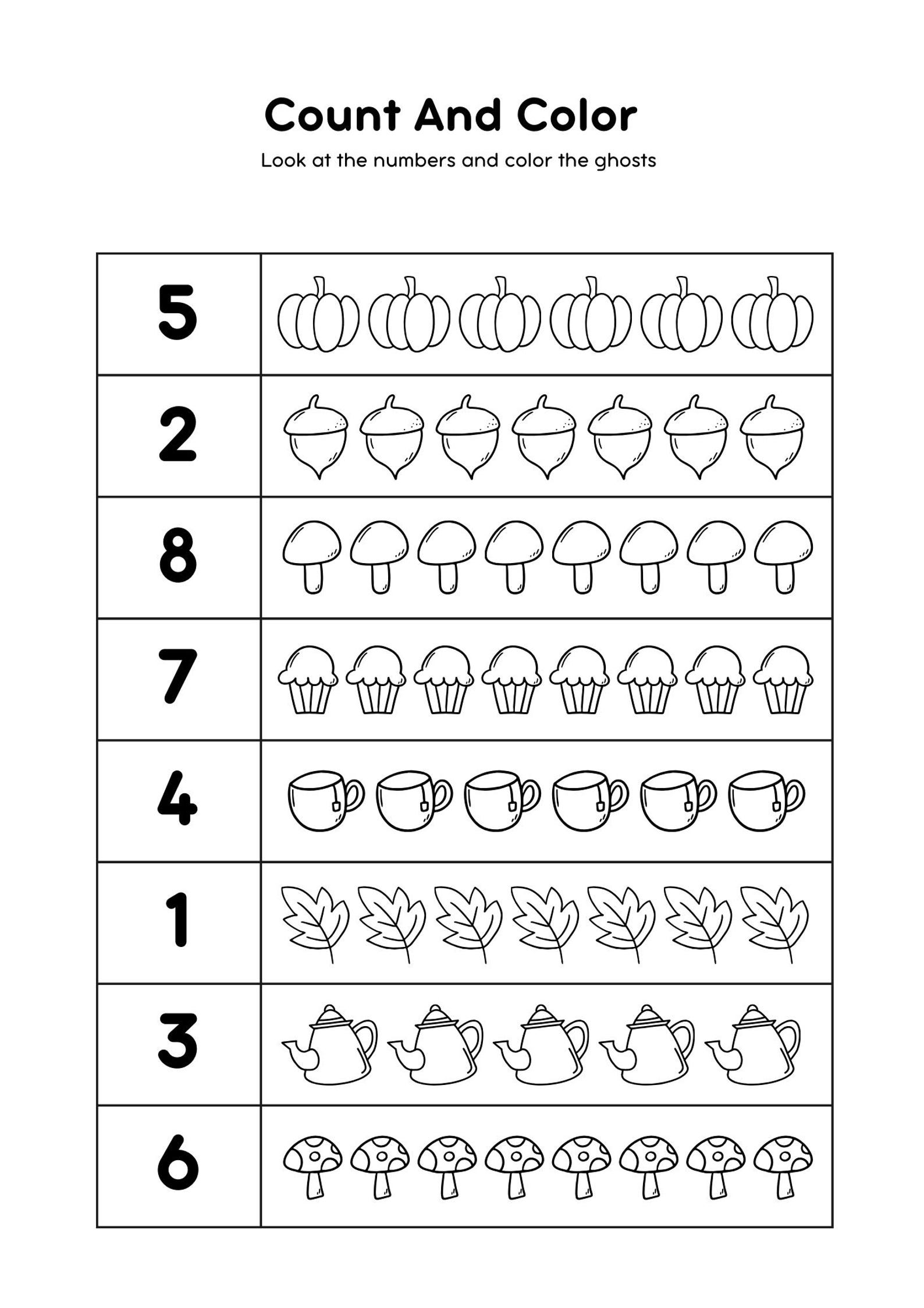 Fall Activity Sheet - Toddlers - Kids - Count & Color - Etsy