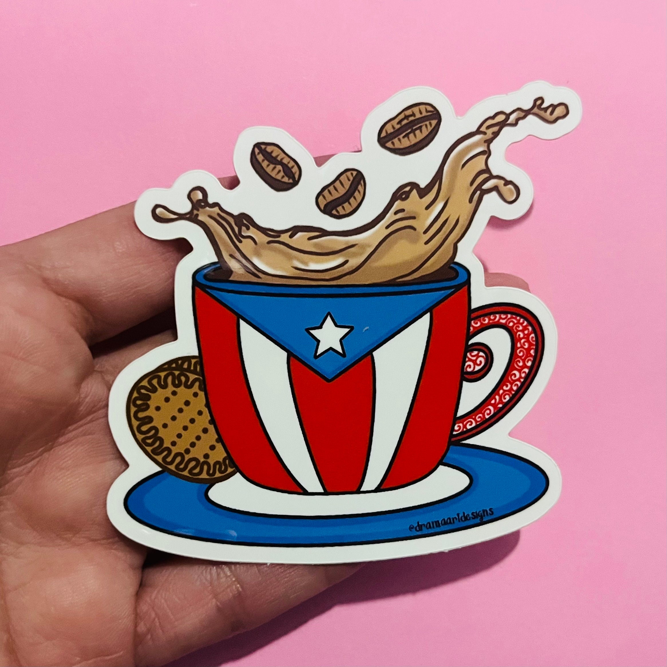Coffee Cup - Boricua Sticker - Etsy