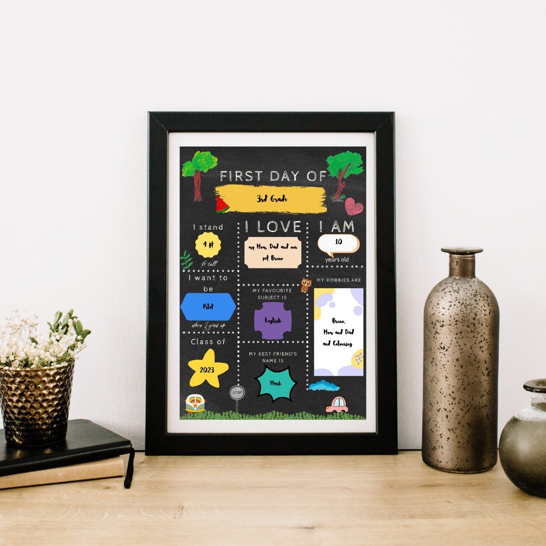 First Day of School Sign Bak to School Sign Digital - Etsy