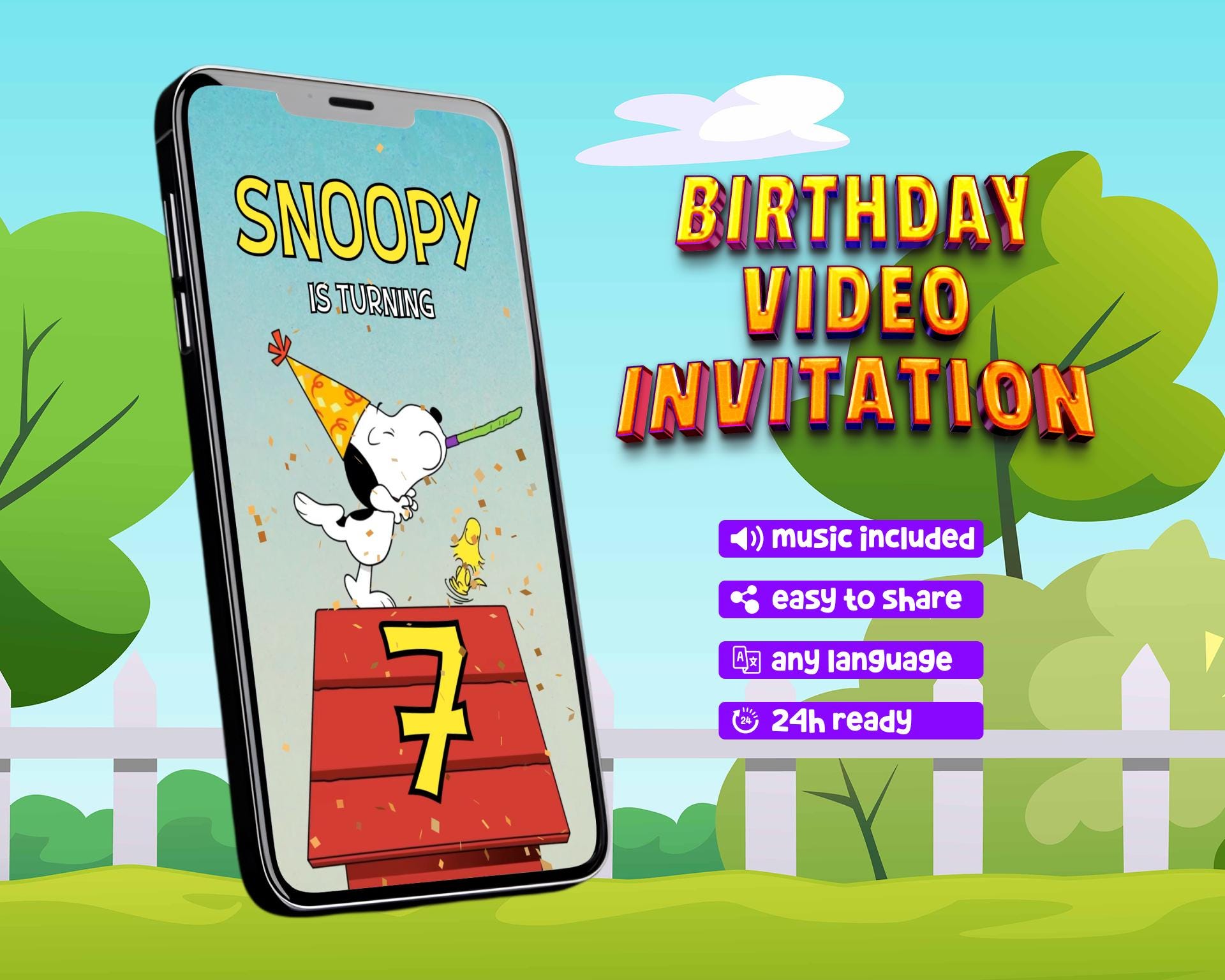 Birthday Video Invitation Snoopy, Animated Birthday Invitation Snoopy ...