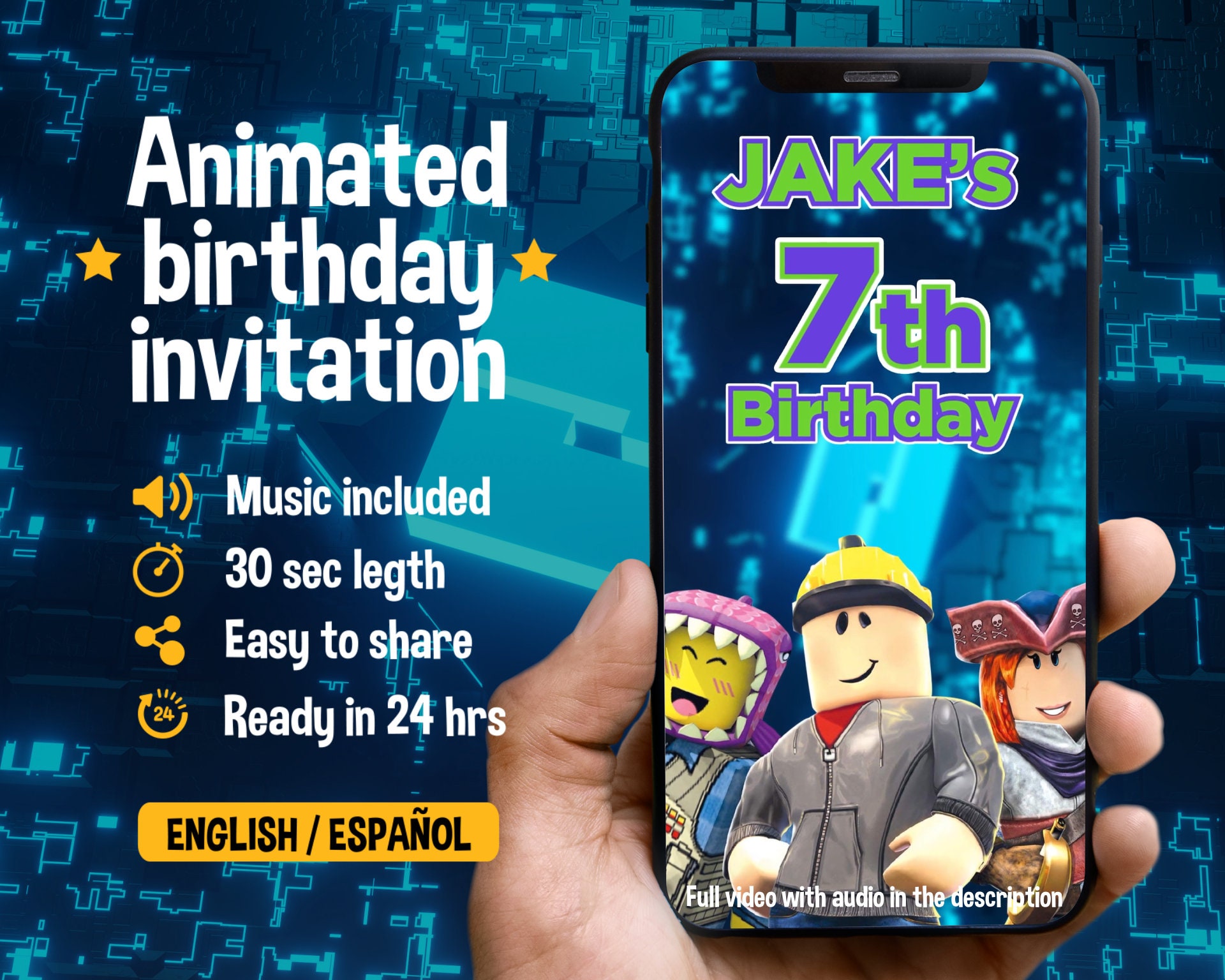 Roblox Animated Birthday Invitation - Etsy