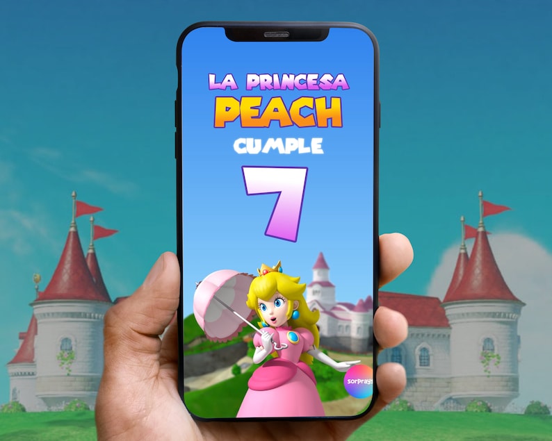 Invitación de cumpleaños Animada Princesa Peach, invitacion digital ...