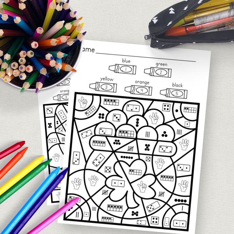 Printable Holiday Color by Number Bundle INSTANT DOWNLOAD, Subitizing ...