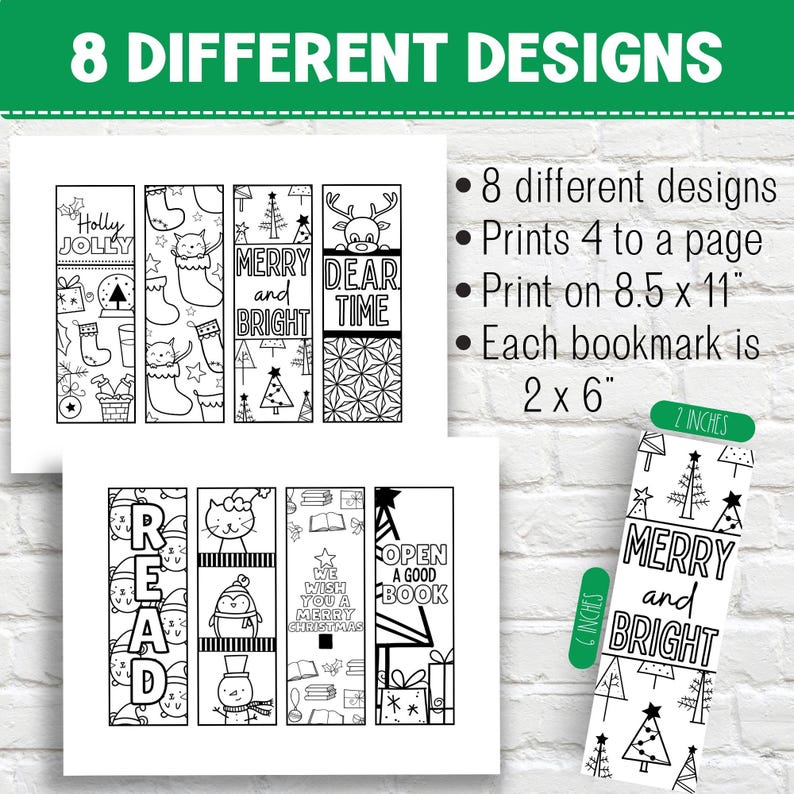 Christmas Coloring Bookmarks for Kids | Printable Color Your Own Book ...