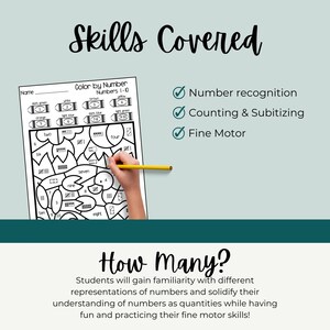 Printable Kindergarten Math Worksheets, INSTANT DOWNLOAD, Color by ...