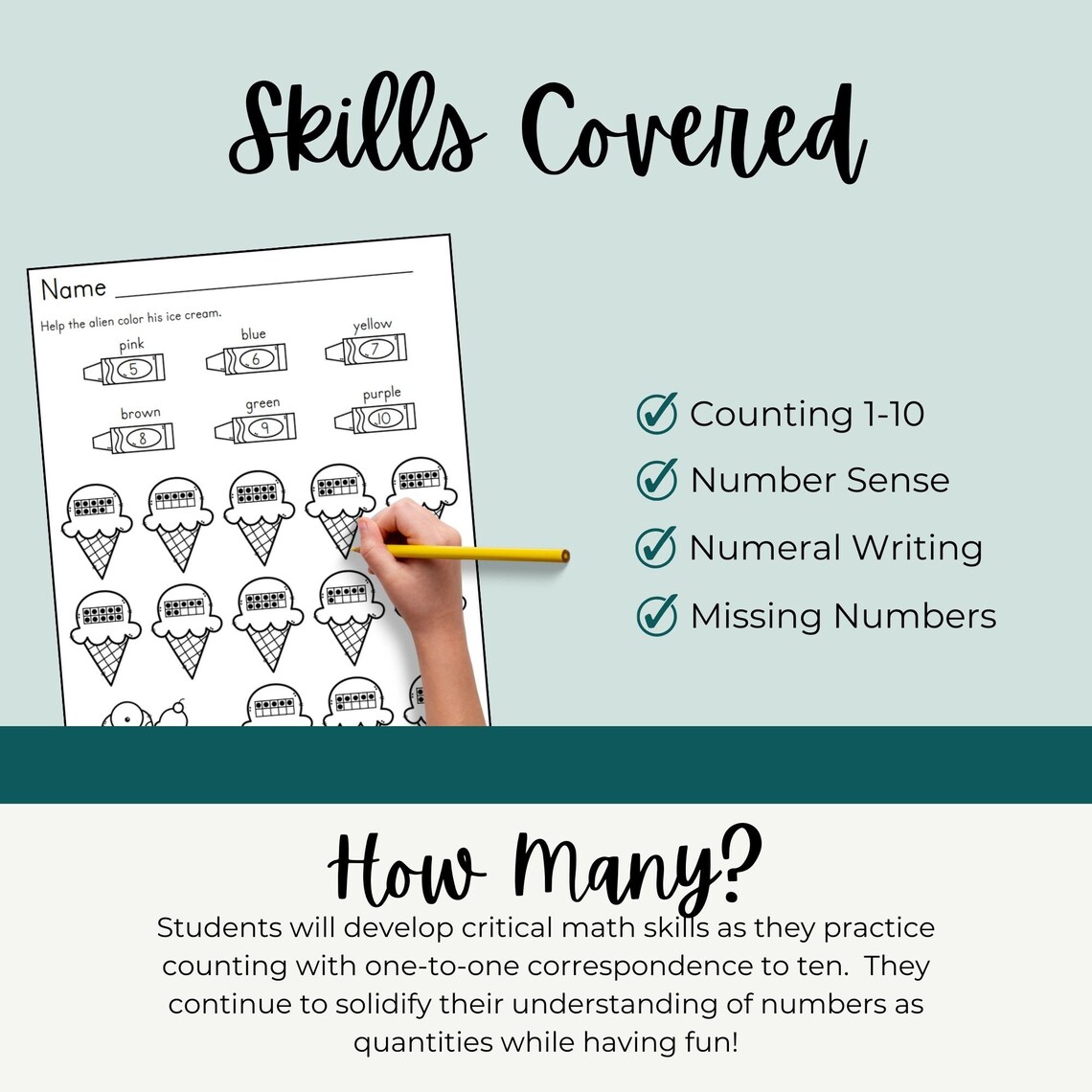 Printable Summer Math Worksheets INSTANT DOWNLOAD Preschool Counting ...