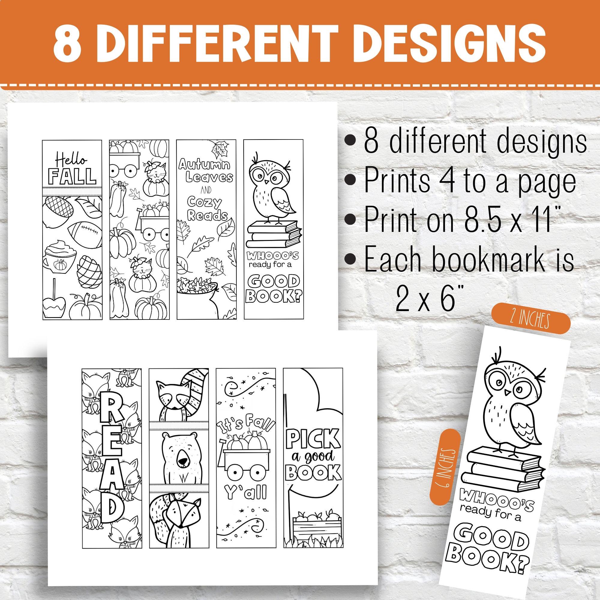Fall Coloring Bookmarks for Kids | Printable Color Your Own Book ...