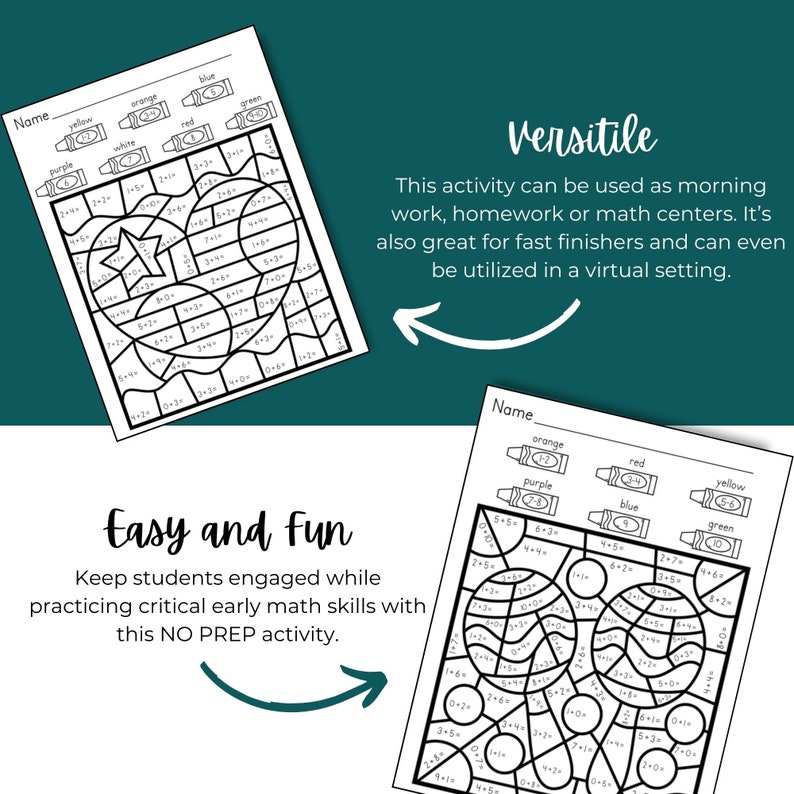 Printable Holiday Color by Number Bundle INSTANT DOWNLOAD, Addition ...