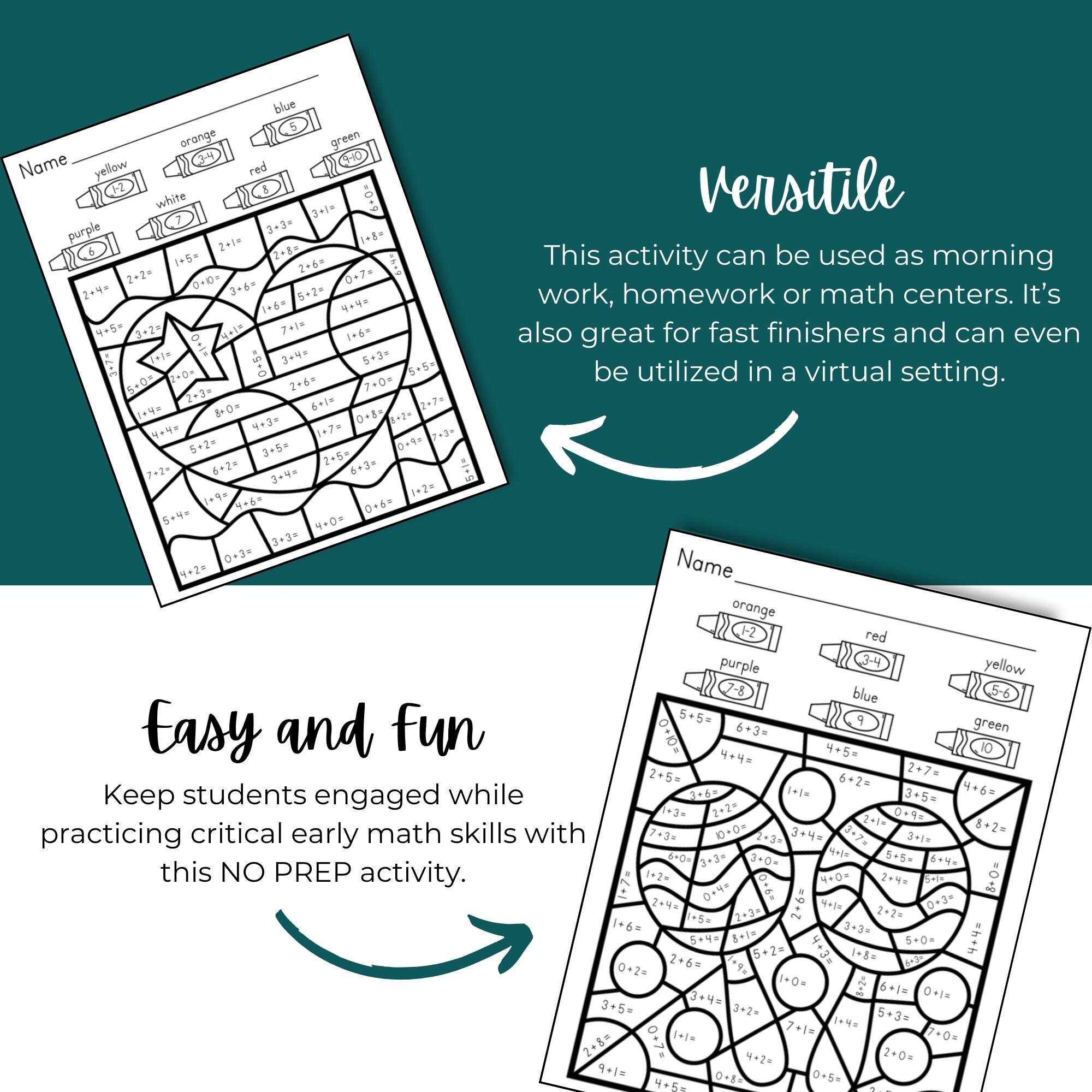 Printable Holiday Color by Number Bundle INSTANT DOWNLOAD, Addition ...