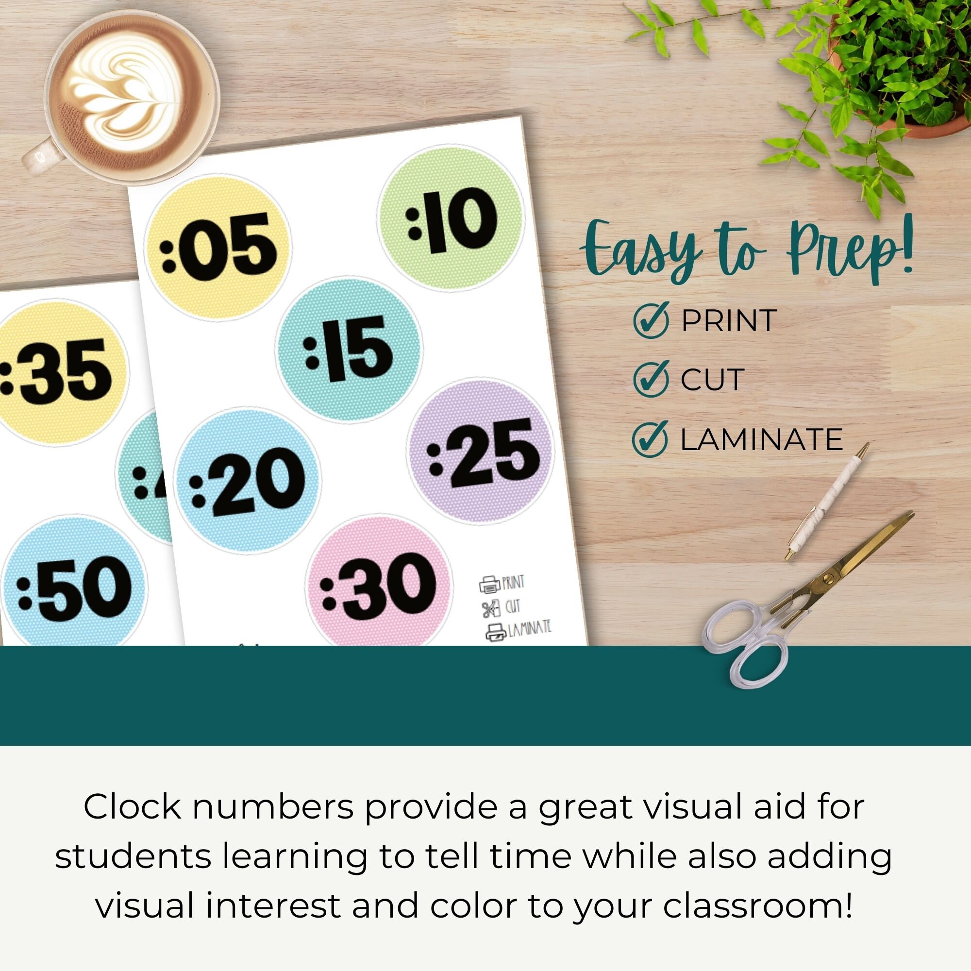 Clock Numbers Printable INSTANT DOWNLOAD, Rainbow Polka Dots Theme ...