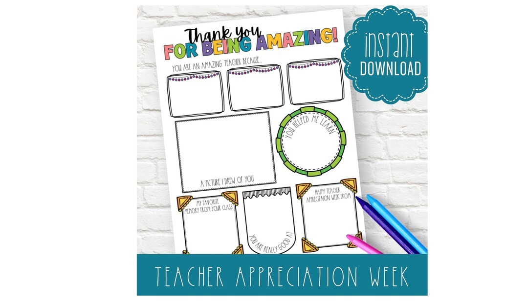 Teacher Appreciation Week Gift Printable Thank You Letter INSTANT ...