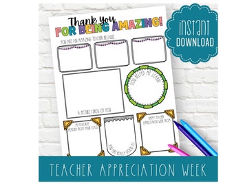 Teacher Appreciation Week Gift Printable Thank You Letter INSTANT ...