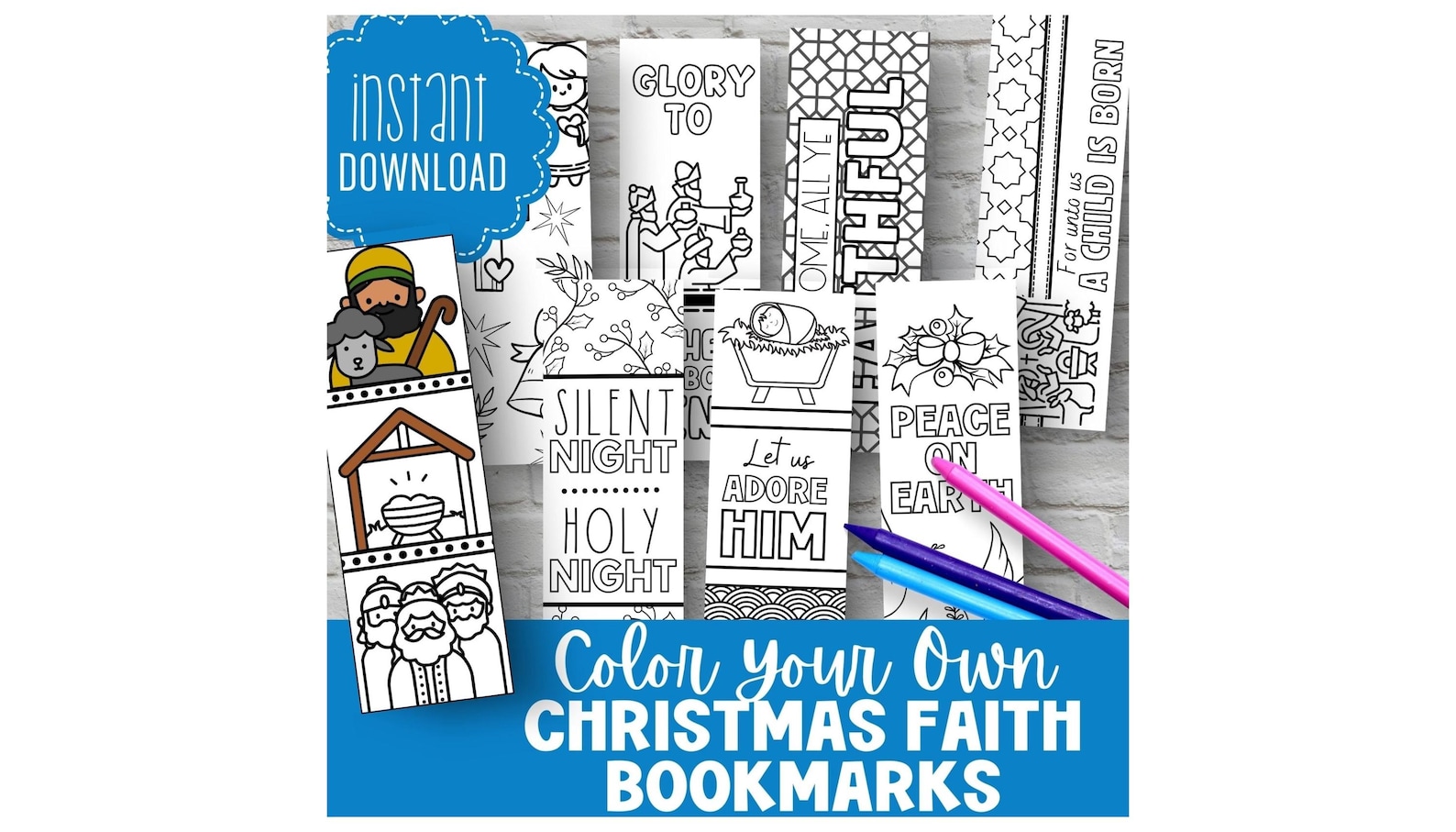 Christian Coloring Bookmarks | Printable Nativity Color Your Own Book ...