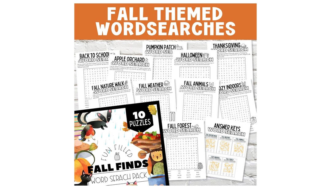 Fall Wordsearch Activities | Autumn Game Pack | Fun Printable School ...