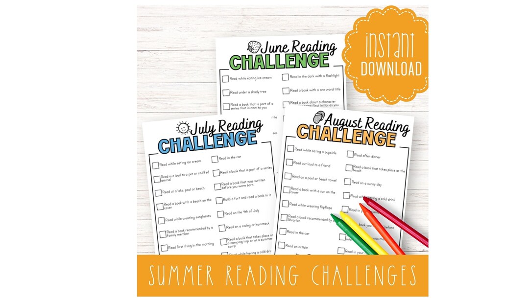 Summer Months Reading Challenge Log for Kids | INSTANT DOWNLOAD ...