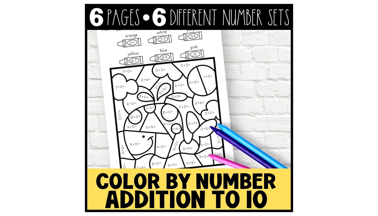 Printable Color by Number Ocean Animal Theme INSTANT DOWNLOAD, Addition ...