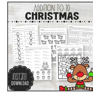 Printable Christmas Math Activities, INSTANT DOWNLOAD, Kindergarten ...