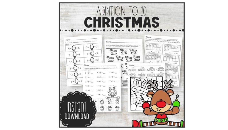 Printable Christmas Math Activities, INSTANT DOWNLOAD, Kindergarten ...
