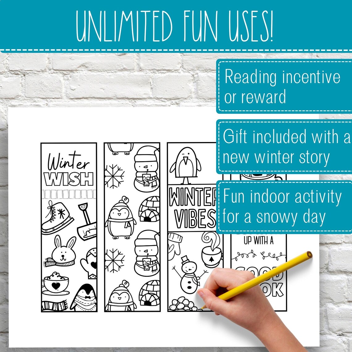 Winter Coloring Bookmarks for Kids | Printable Color Your Own Book ...