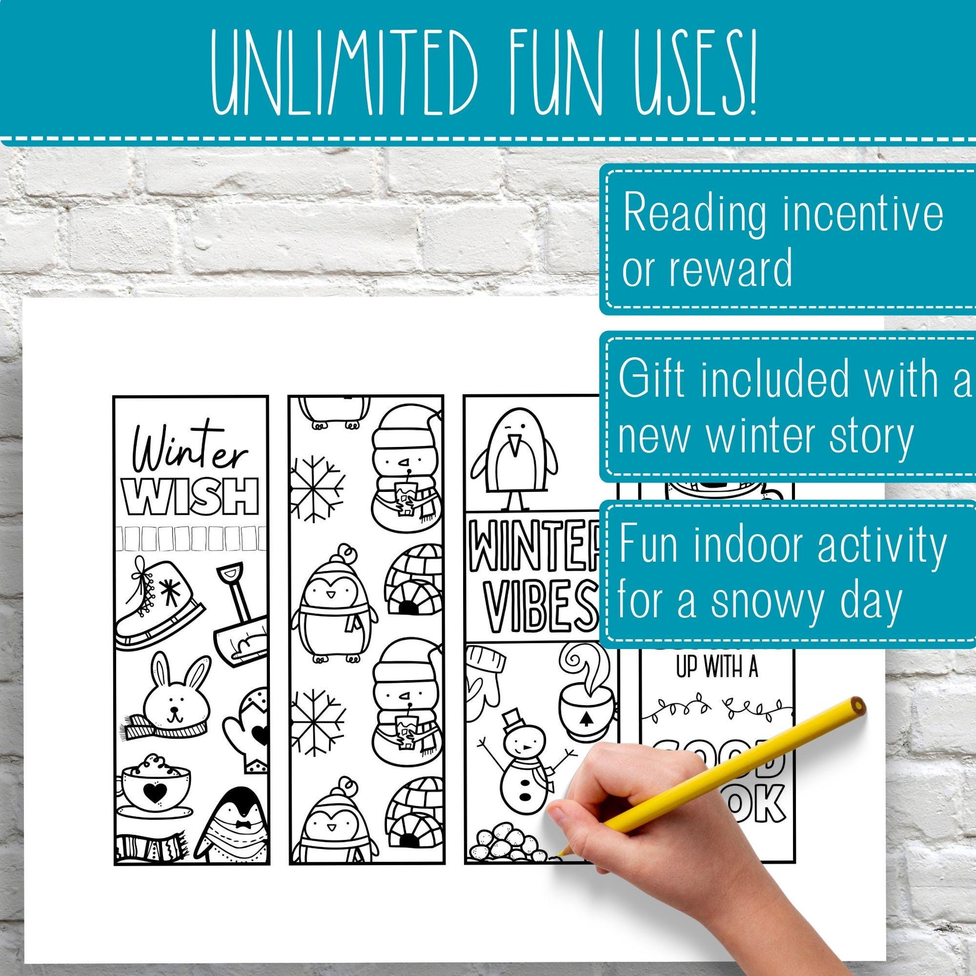 Winter Coloring Bookmarks for Kids | Printable Color Your Own Book ...