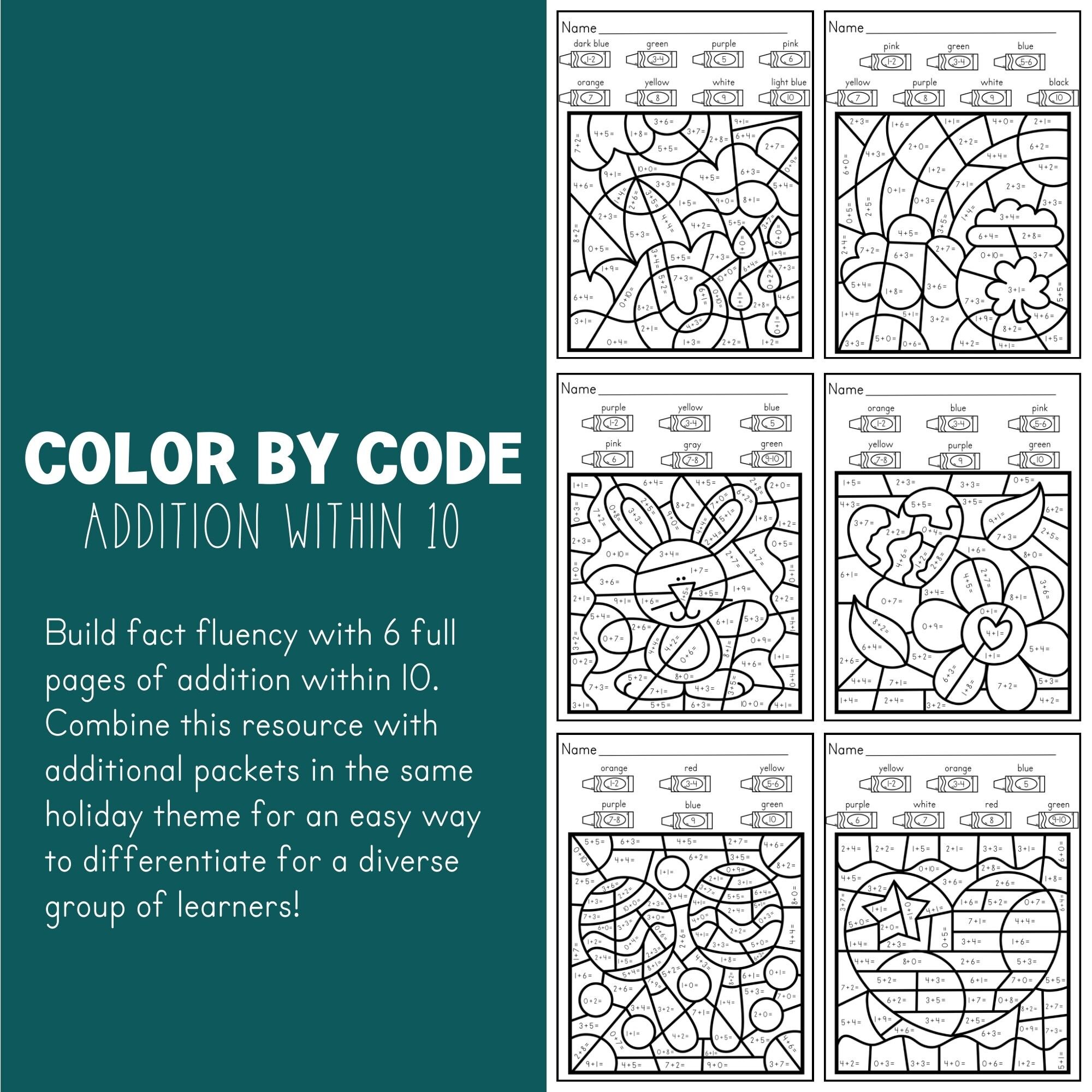 Printable Spring Holiday Color by Number Bundle INSTANT DOWNLOAD ...
