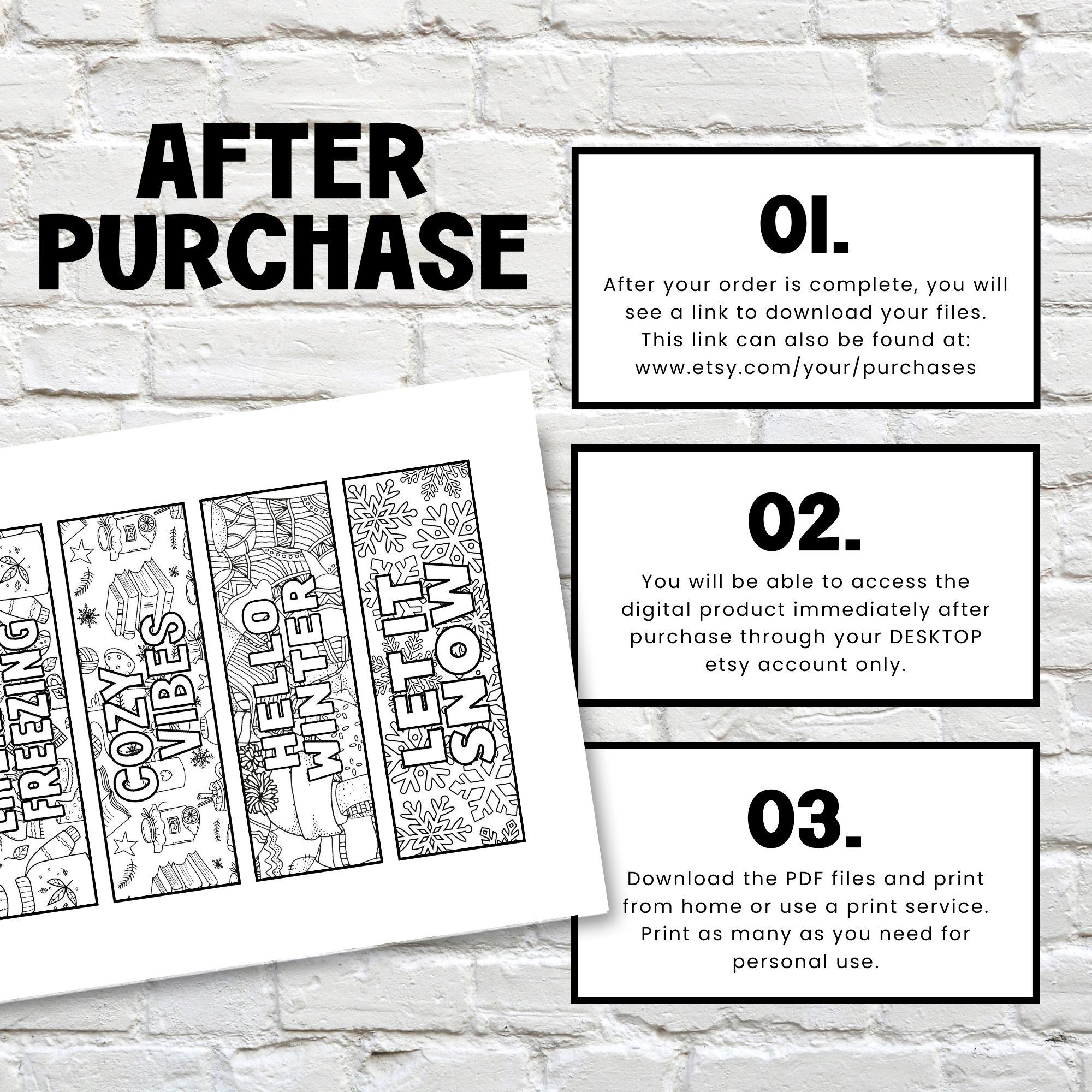 Winter Mindful Coloring Book Marks | Printable Color Your Own Book ...