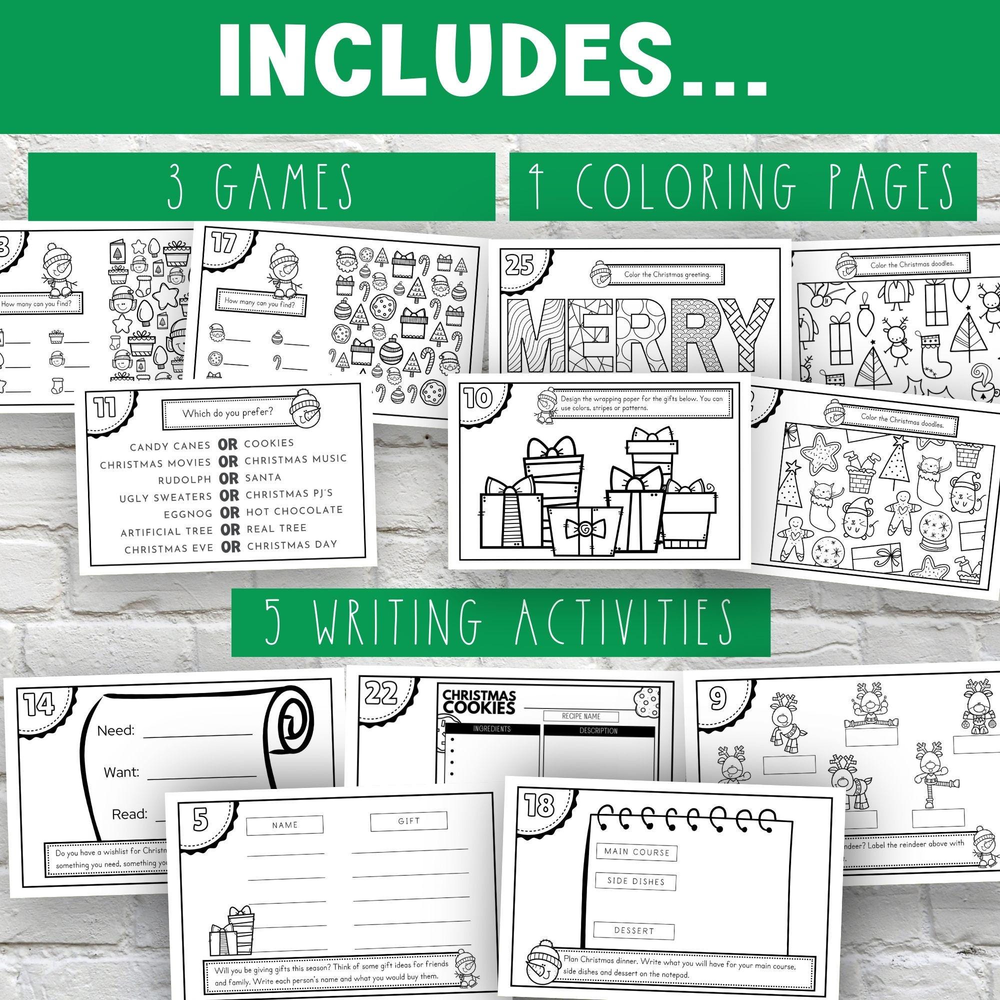 Printable Christmas Countdown Activity Book | Advent Word Search Games ...