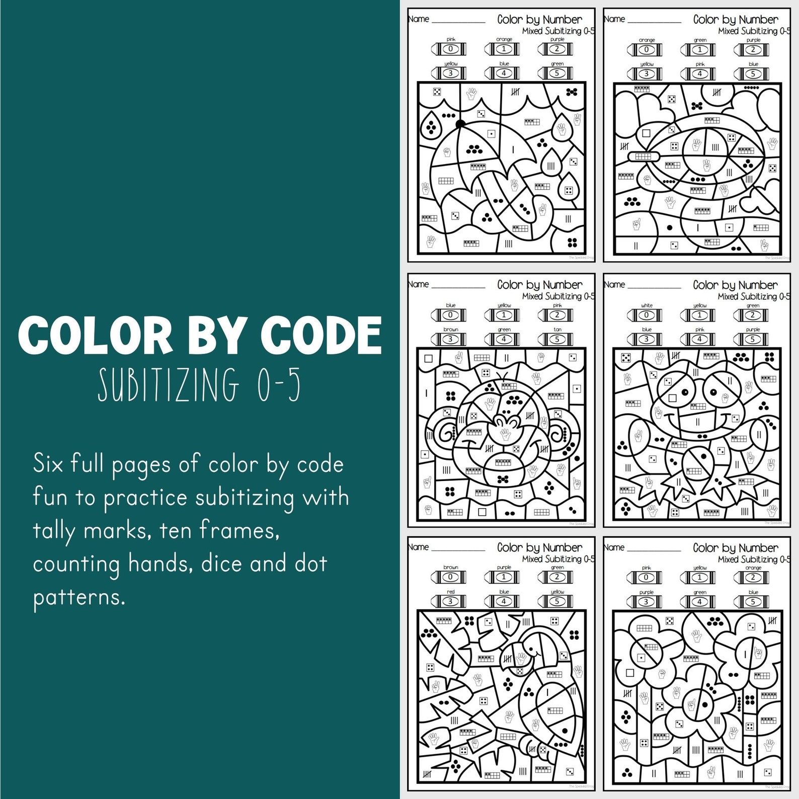 Printable Kindergarten Math Worksheets, INSTANT DOWNLOAD, Color by ...