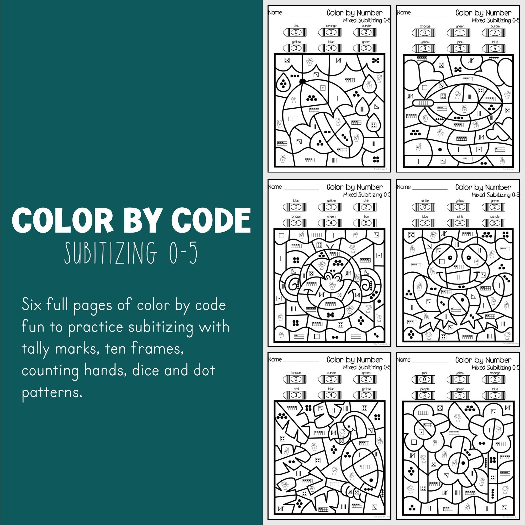 Printable Kindergarten Math Worksheets, INSTANT DOWNLOAD, Color by ...