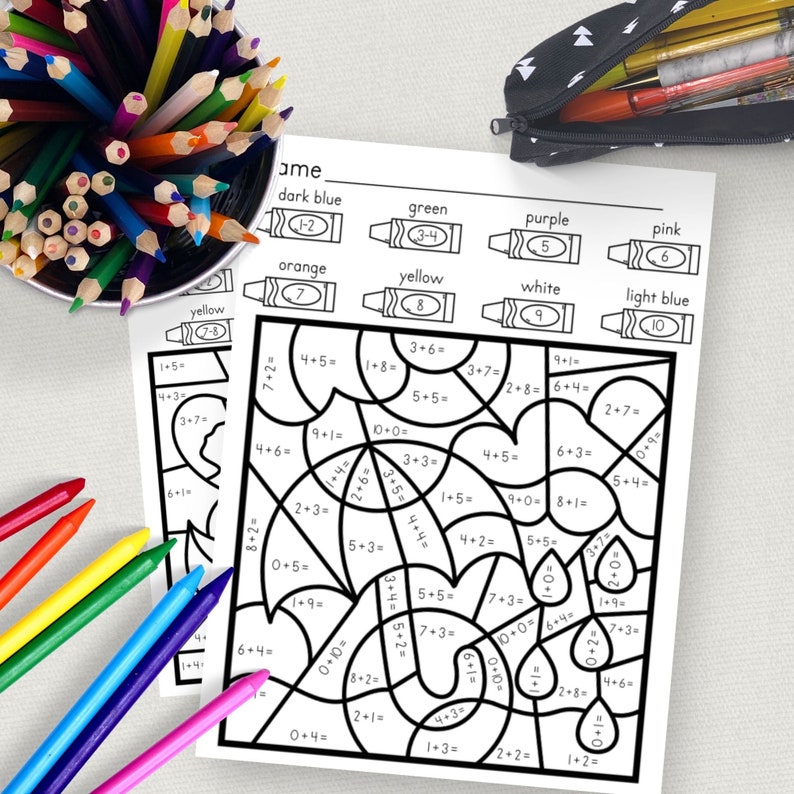 Printable Holiday Color by Number Bundle INSTANT DOWNLOAD, Addition ...