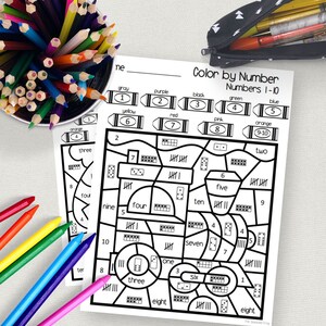 Printable Kindergarten Math Worksheets, INSTANT DOWNLOAD, Color by ...