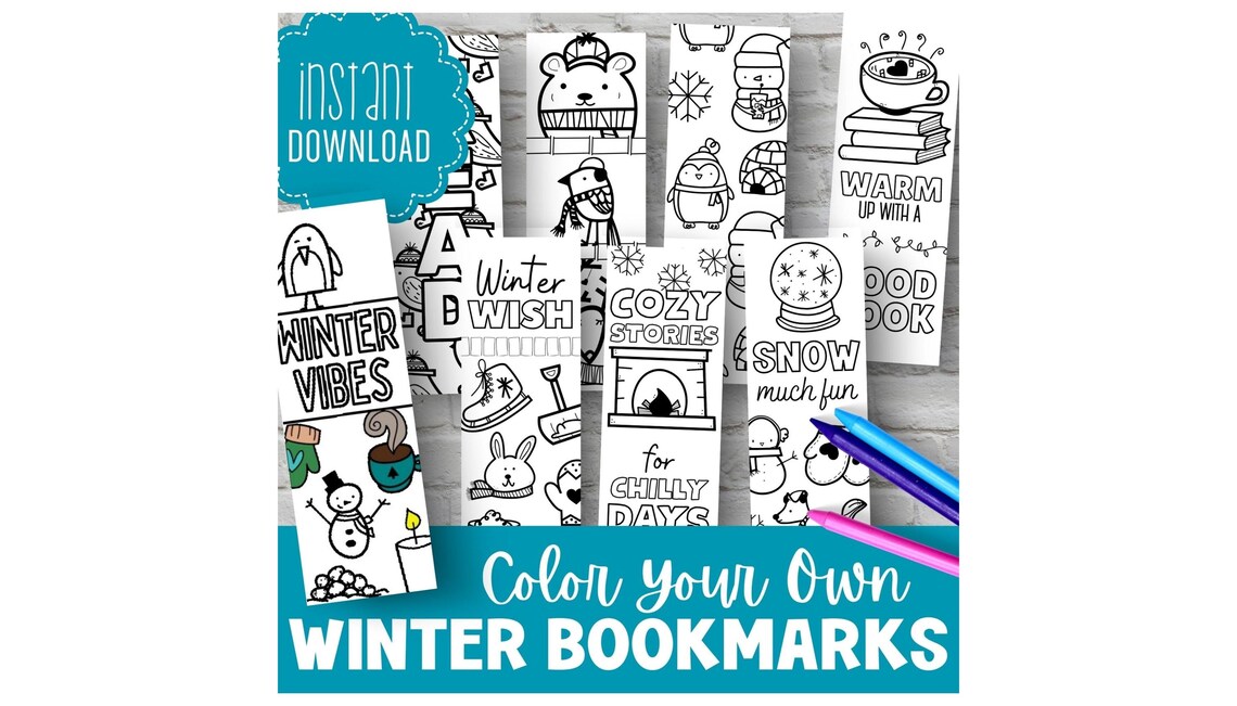 Winter Coloring Bookmarks for Kids | Printable Color Your Own Book ...