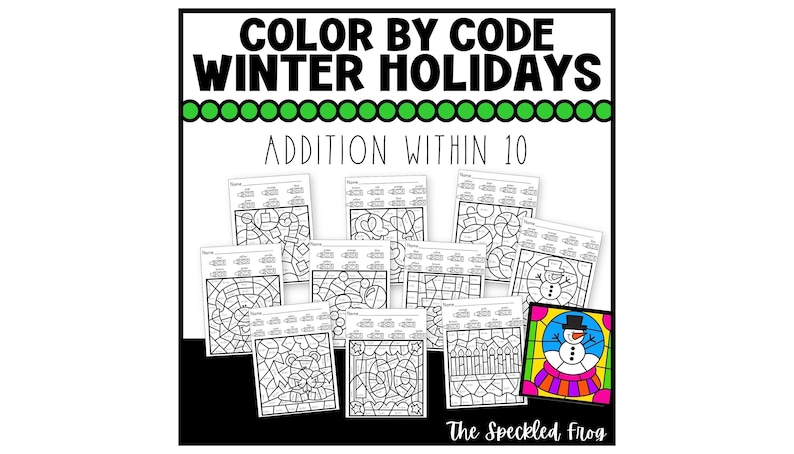 Printable Winter Holiday Color by Number INSTANT DOWNLOAD, Addition ...