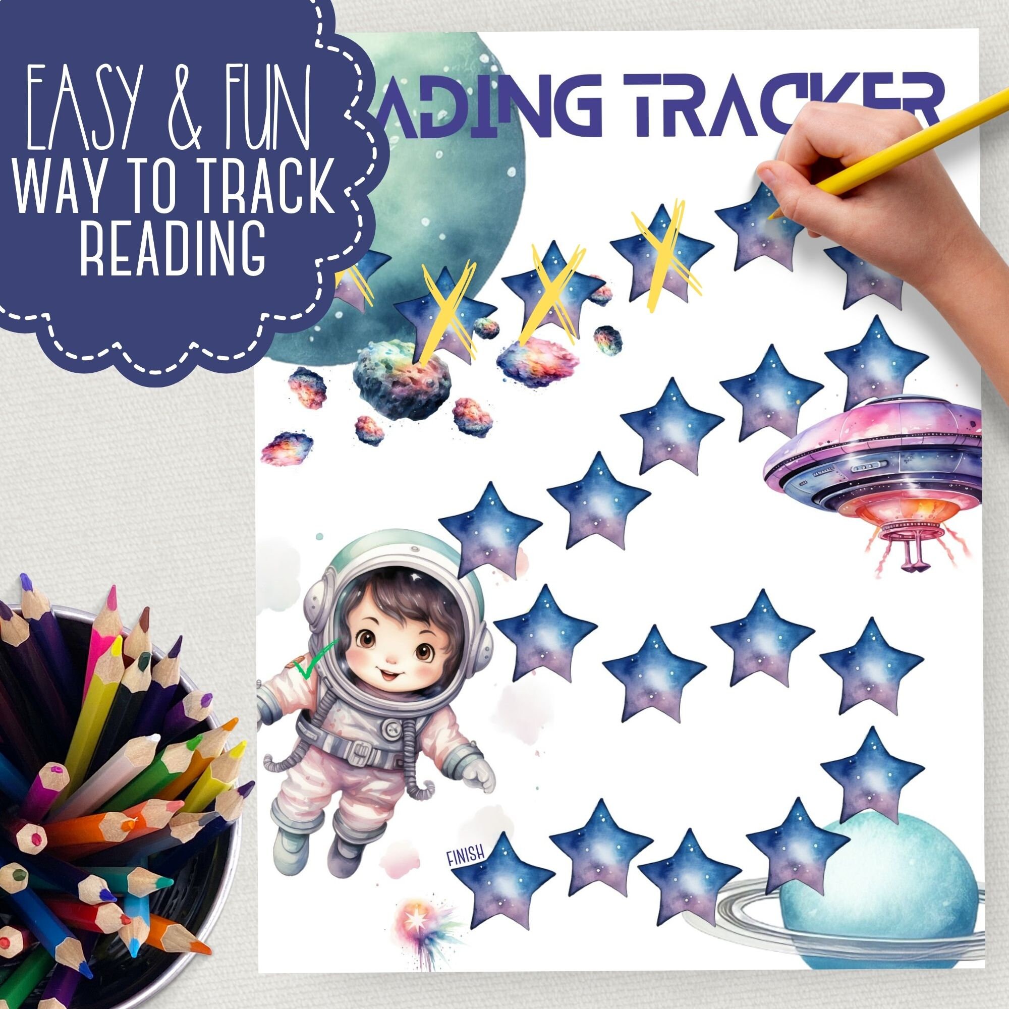 Reading Tracker for Kids Outer Space Theme * INSTANT DOWNLOAD ...