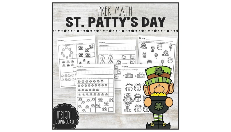 Printable St. Patrick’s Day Worksheets INSTANT DOWNLOAD Preschool ...