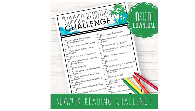 Summer Reading Challenge Log for Kids | INSTANT DOWNLOAD | Printable ...