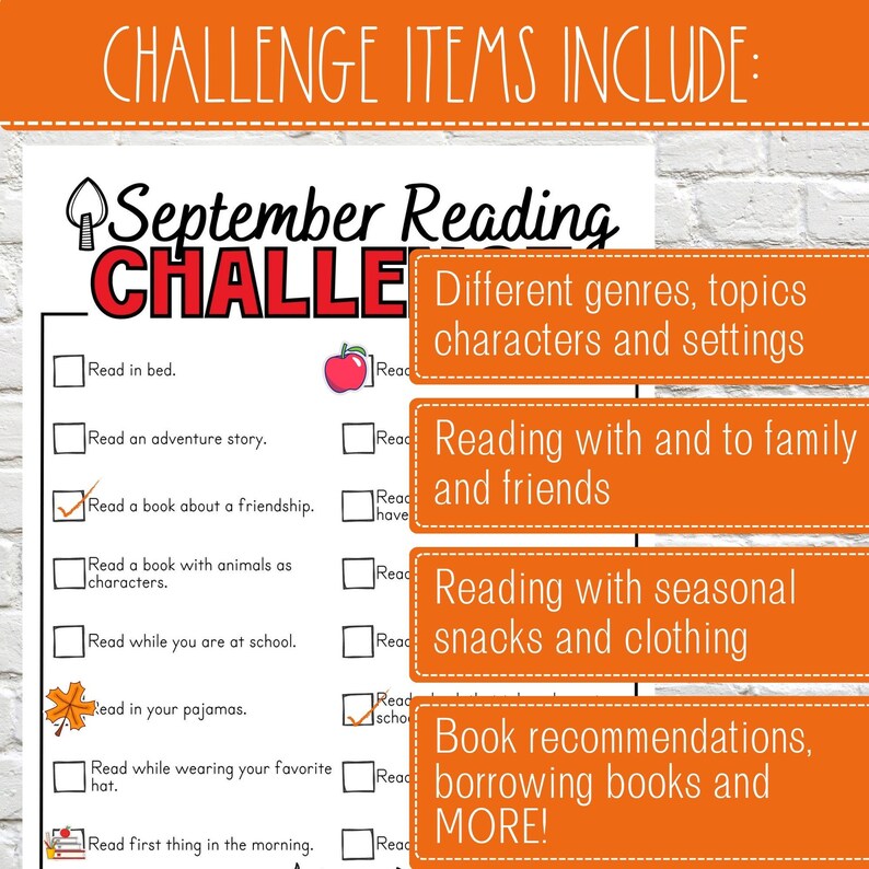 Fall Months Reading Challenge Log for Kids | INSTANT DOWNLOAD ...