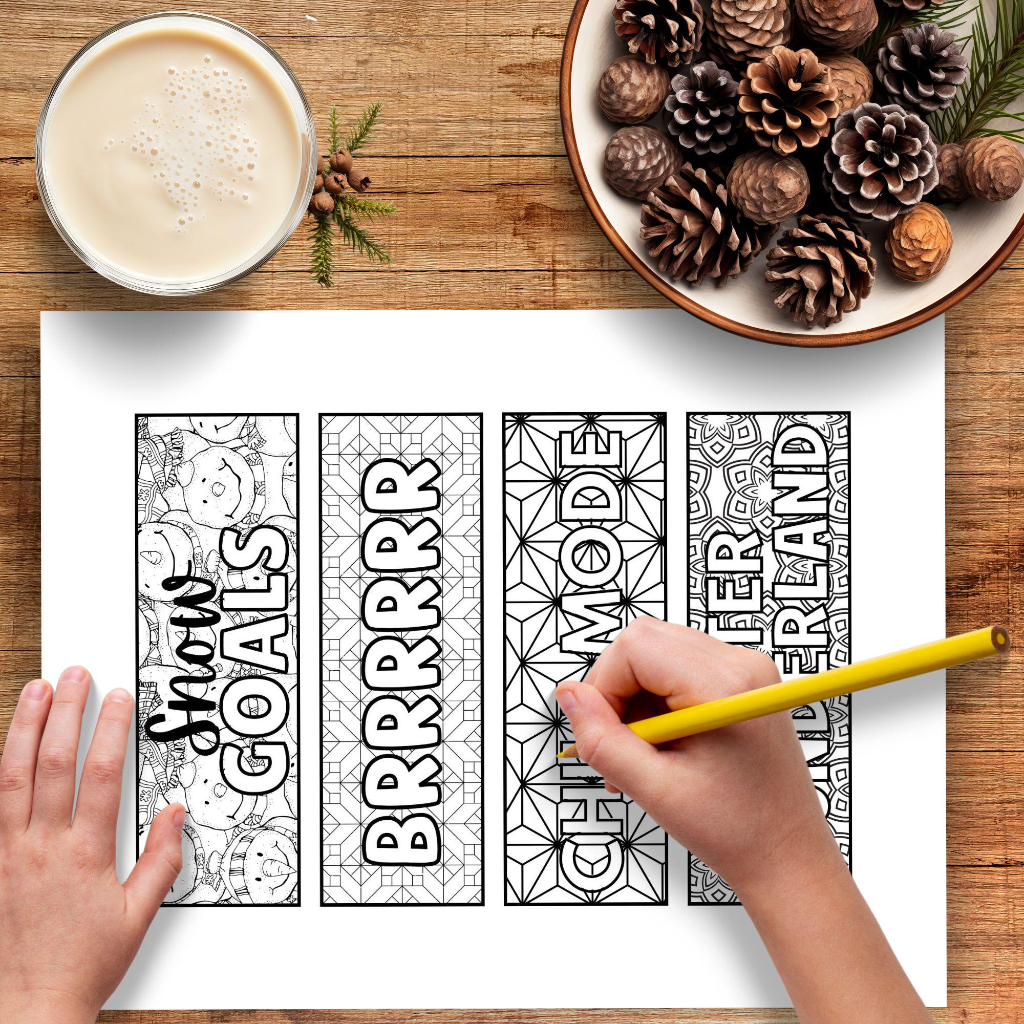 Winter Mindful Coloring Book Marks | Printable Color Your Own Book ...