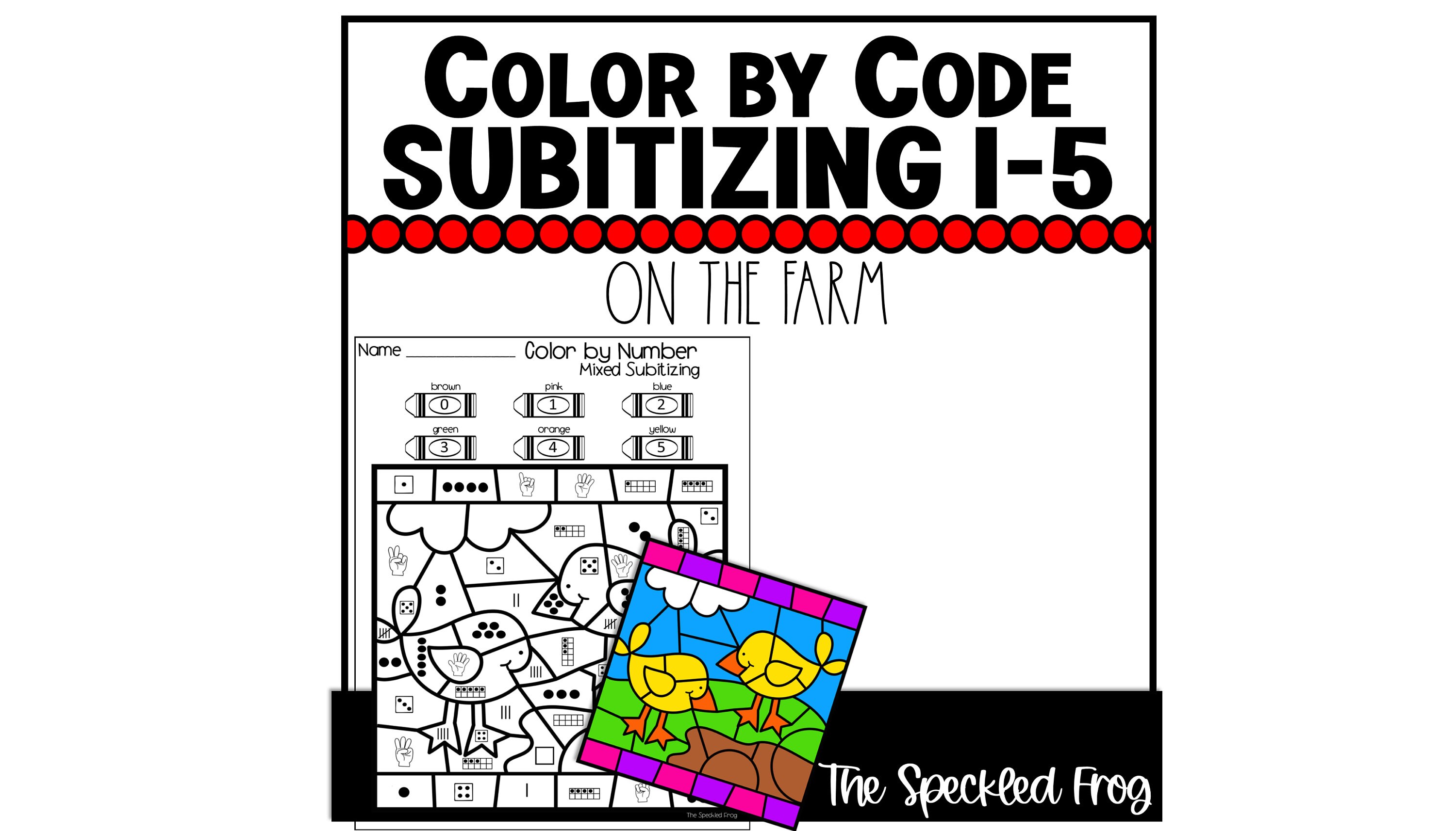 Kindergarten Worksheets Color by Number INSTANT DOWNLOAD, Subitizing ...