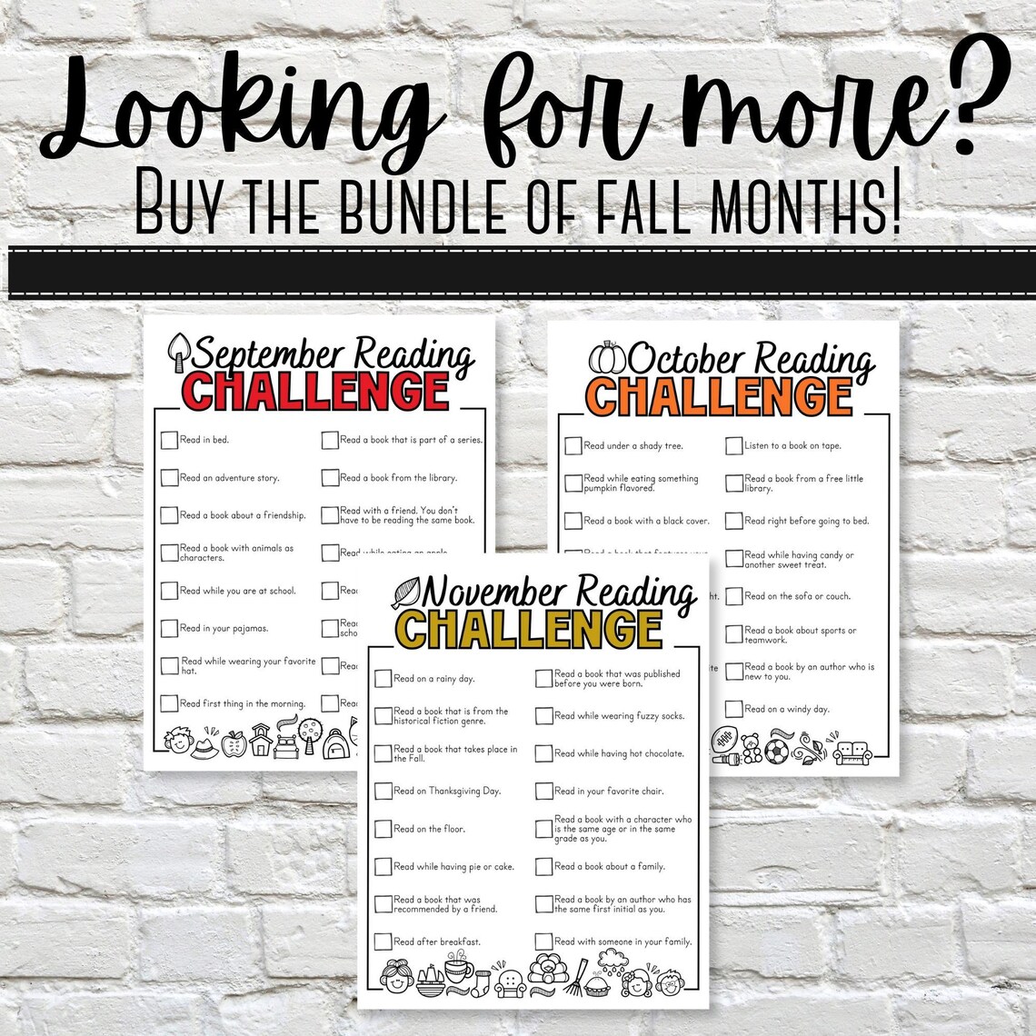 October Reading Challenge Log Kids | INSTANT DOWNLOAD | Printable ...
