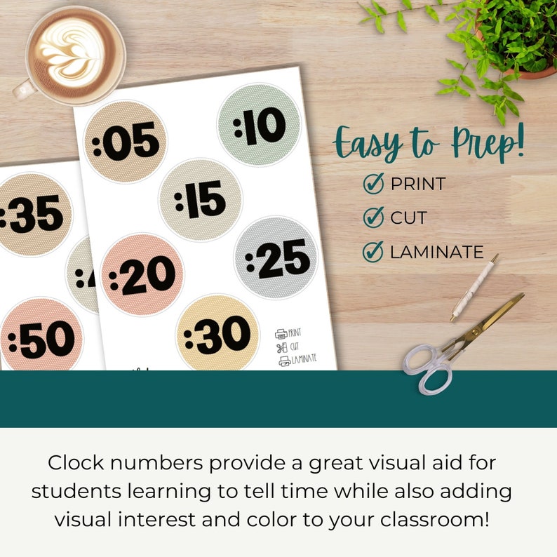 Clock Numbers Printable INSTANT DOWNLOAD, Earthy Dots Theme Numerals ...
