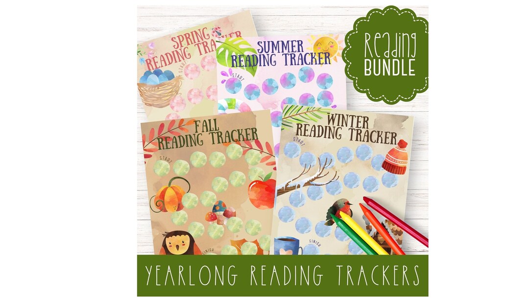 Reading Tracker Seasons Bundle * INSTANT DOWNLOAD * Printable Yearlong ...