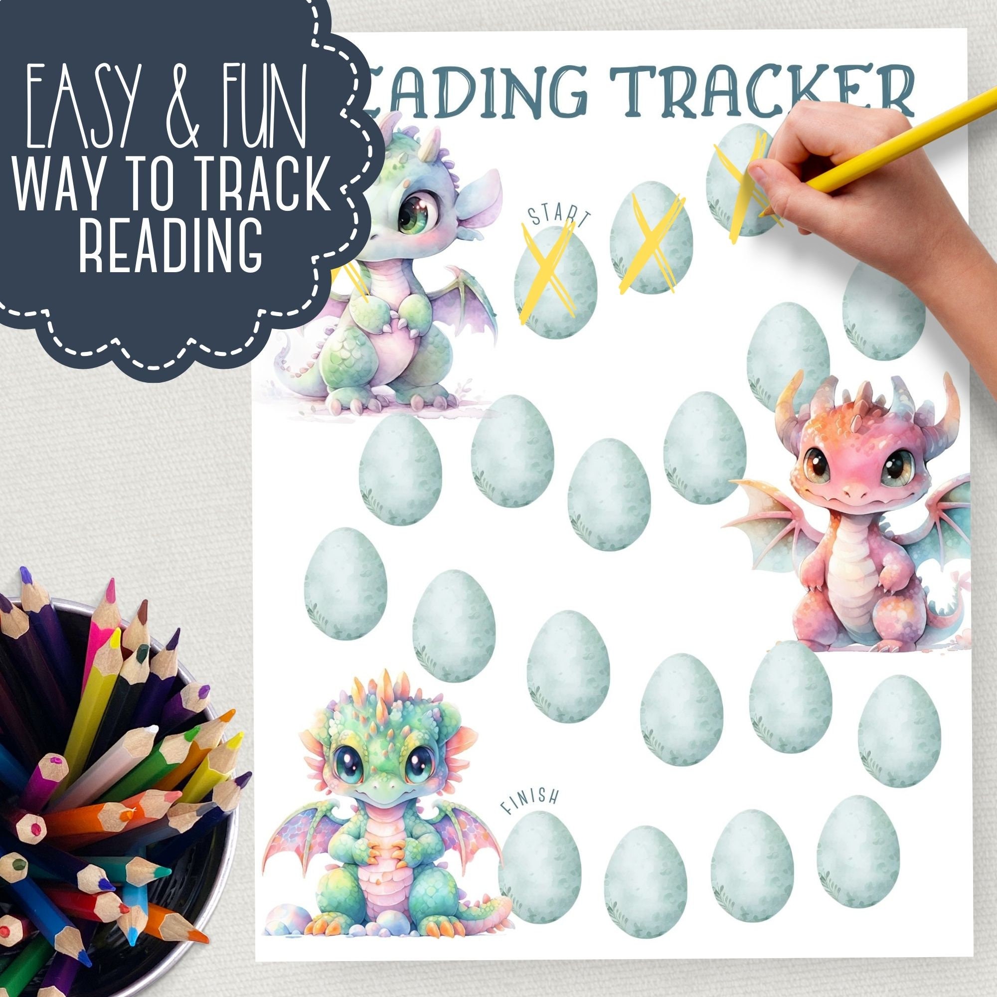 Reading Tracker for Kids Dragons Theme * INSTANT DOWNLOAD * Printable ...
