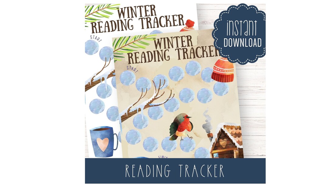 Reading Tracker for Kids Winter Theme * INSTANT DOWNLOAD * Printable ...