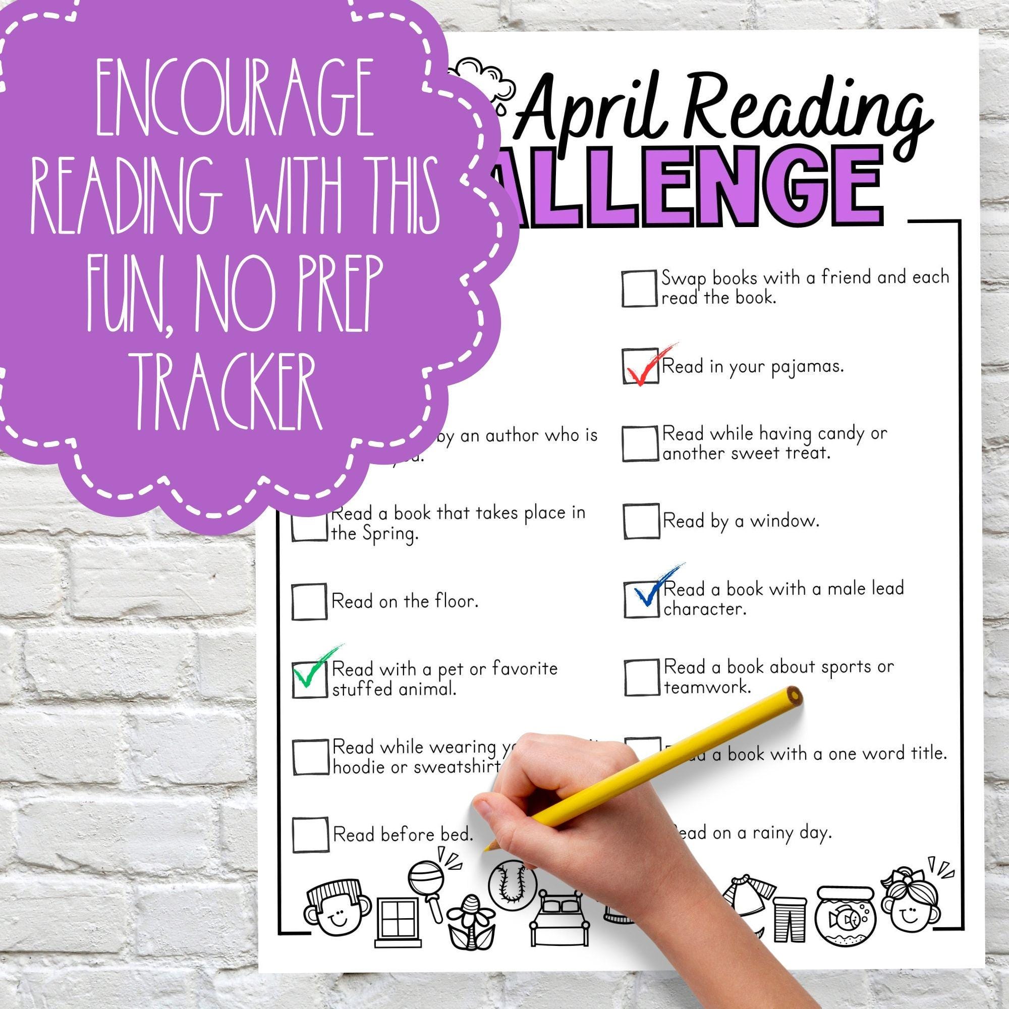April Kids Reading Challenge Chart | INSTANT DOWNLOAD | Printable ...