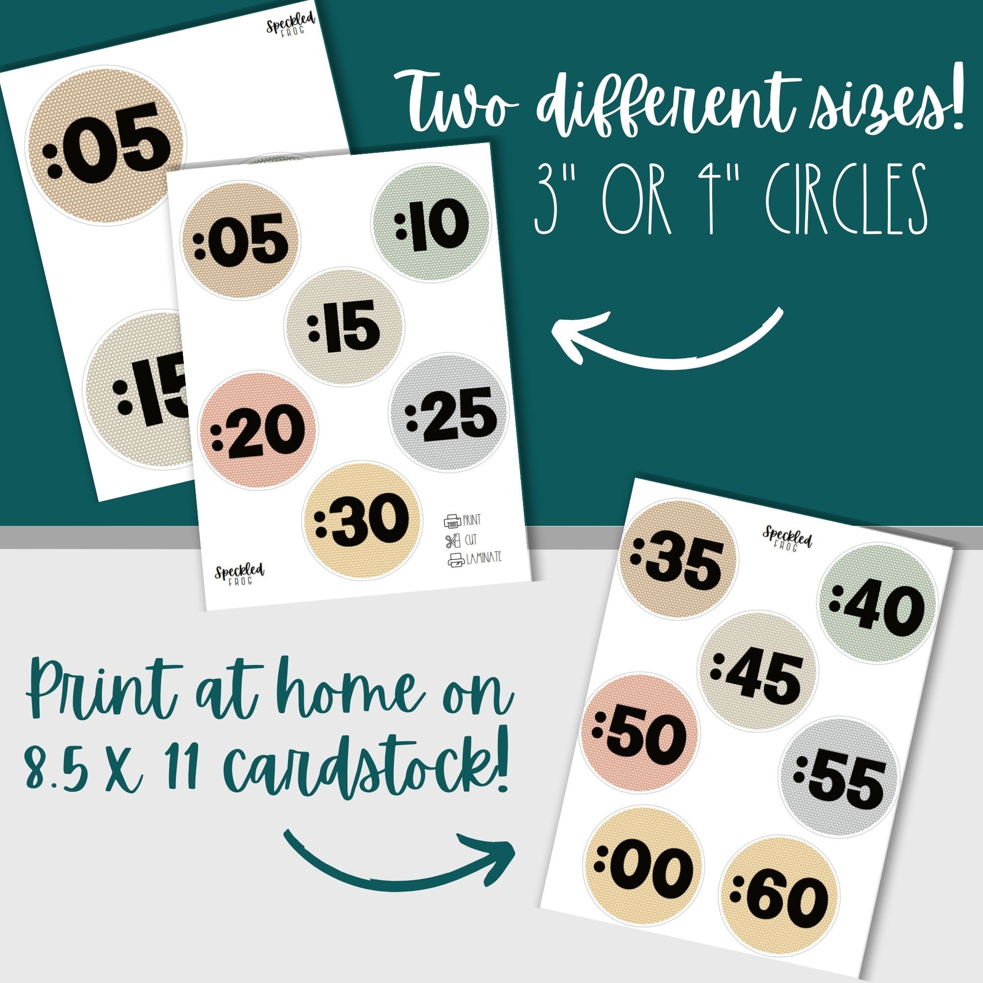 Clock Numbers Printable INSTANT DOWNLOAD, Earthy Dots Theme Numerals ...